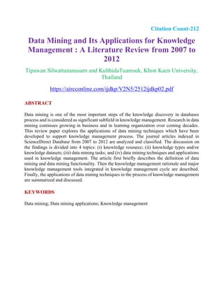 Top Cited Articles - October 2024 - Top Cited Articles in Data Mining | PDF