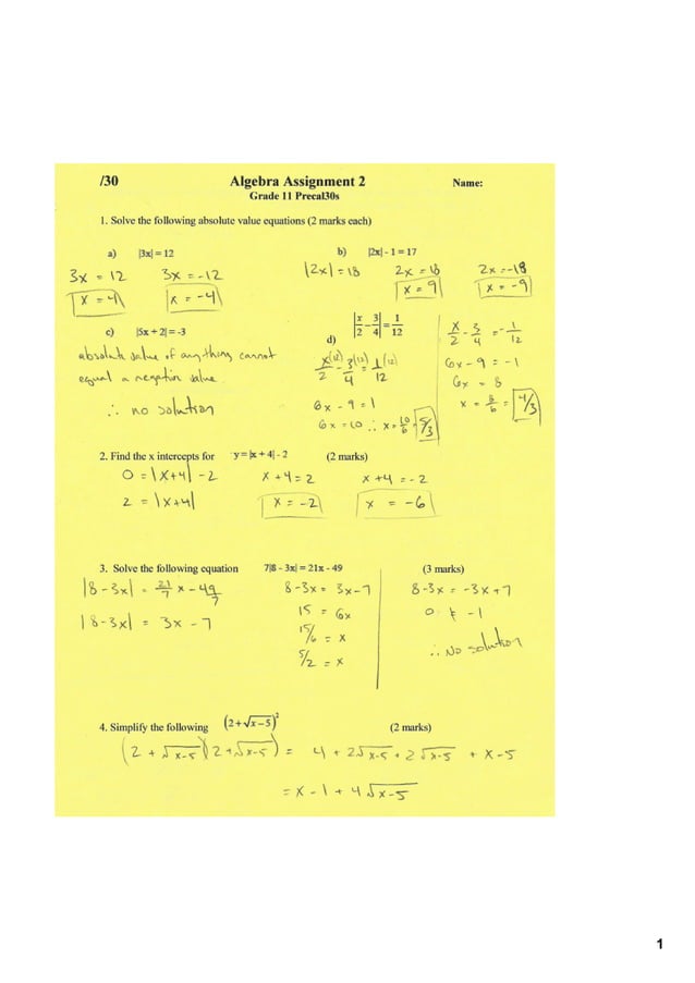 Oct 30 Algebra Assignment 2 Key | PDF