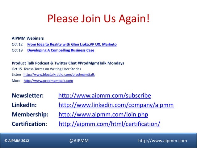 AIPMM Webcast: Importance & Role of Product Management | PPT