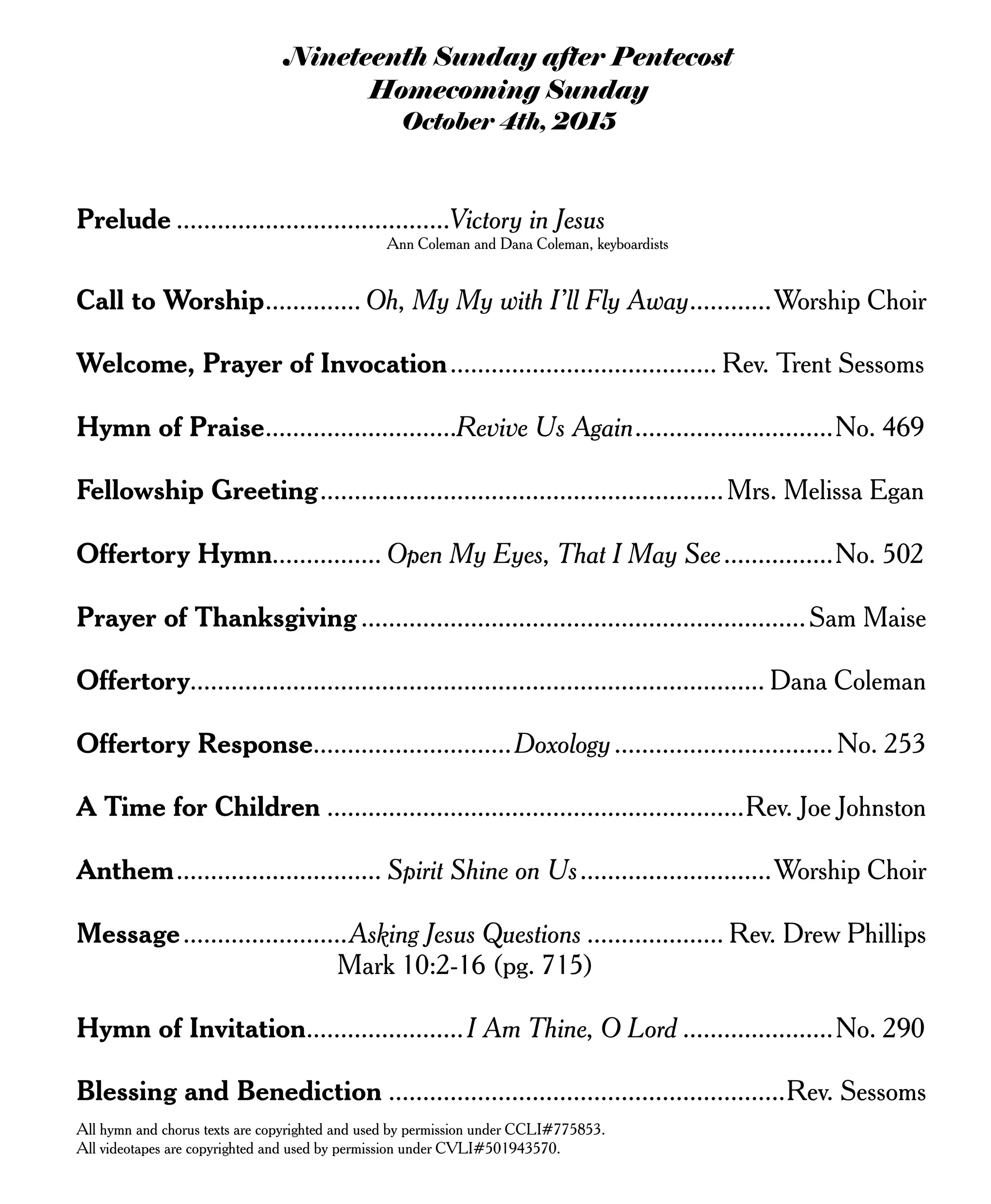 Knightdale Baptist Church Homecoming Oct 4th 2015 | PDF | Free Download