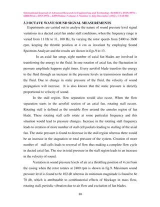 Octave wave sound signal measurements in ducted axial fan under stall ...