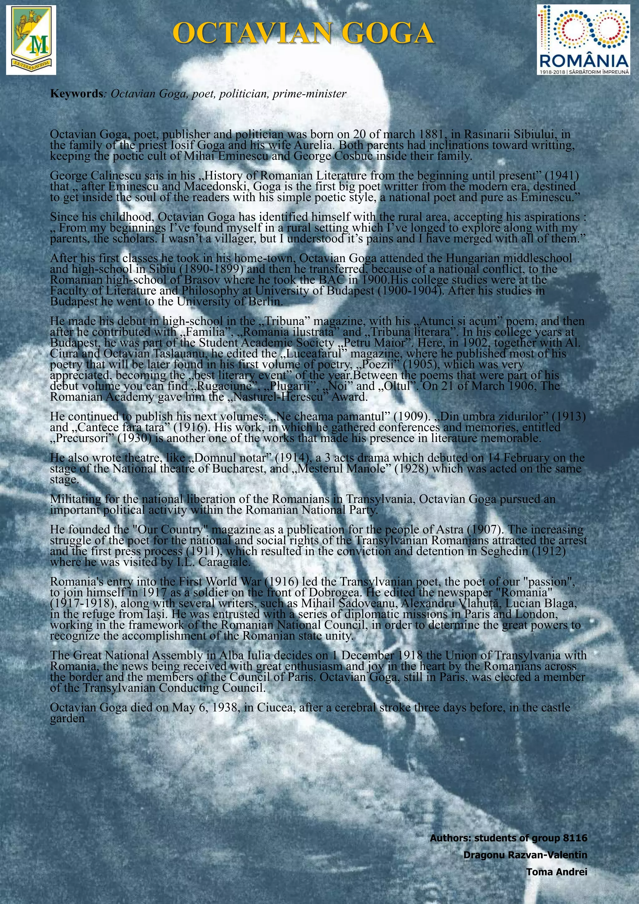 Octavian goga | PPTX