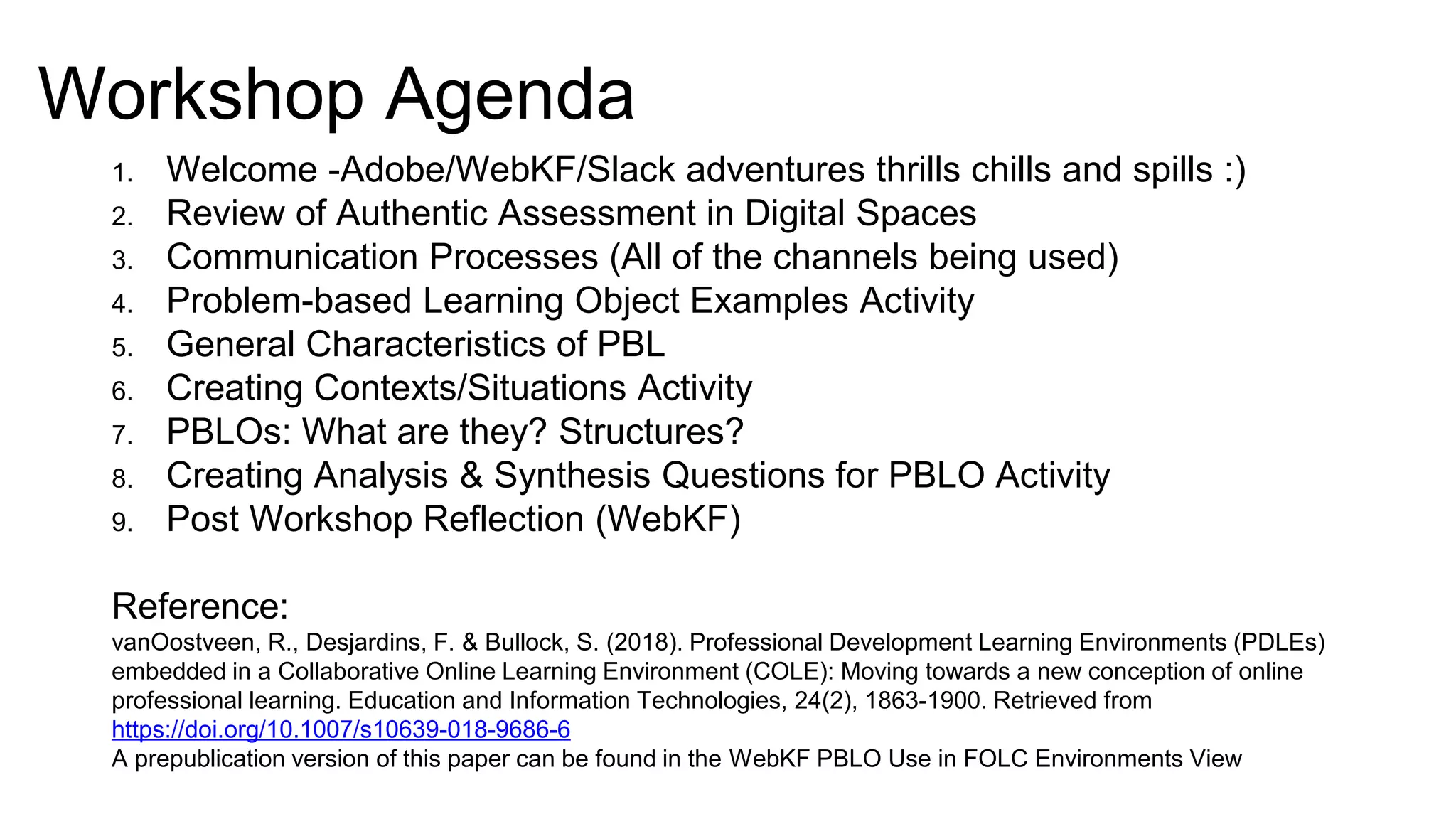 Problem-Based Learning Objects, PBLOs, in the Fully Online Learning Community (FOLC) Model | PPTX