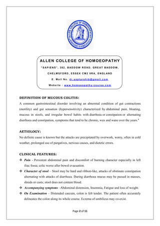 October-2020 - MUCOUS COLITIS & ITS LESSER KNOWN REMEDIES.doc