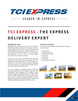 TCI EXPRESS - THE EXPRESS DELIVERY EXPERT | PPTX