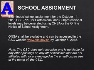 Special CSE-PPT (October 14, 2018) Reminders | PDF