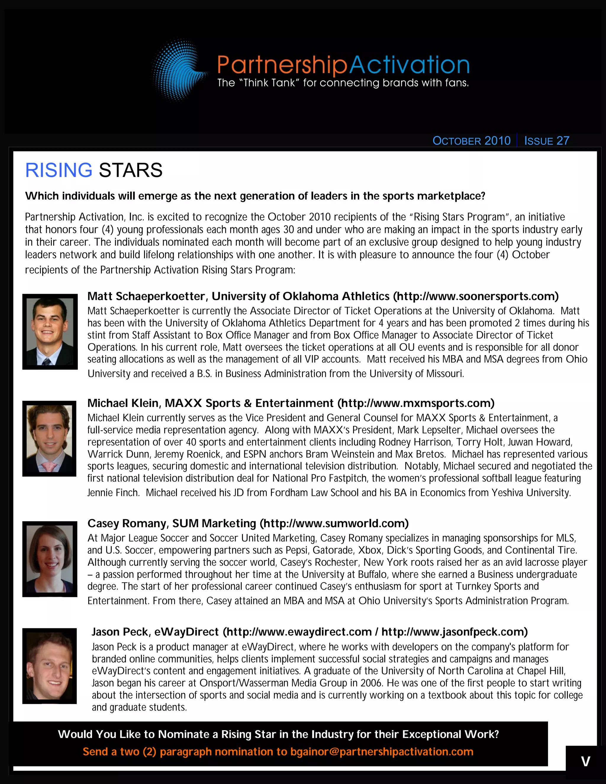 October 2010 Partnership Activation 2.0 Newsletter | PDF