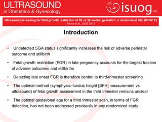 UOG Journal Club: Ultrasound screening for fetal growth restriction at ...