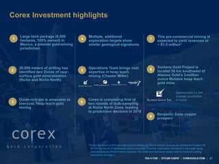 Corex Gold Corporate Presentation October 2017 | PPT