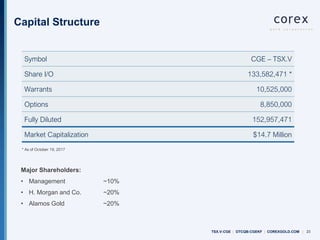 Corex Gold Corporate Presentation October 2017 | PPT