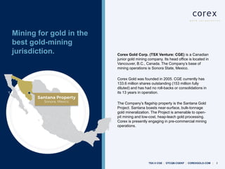 Corex Gold Corporate Presentation October 2017 | PPT