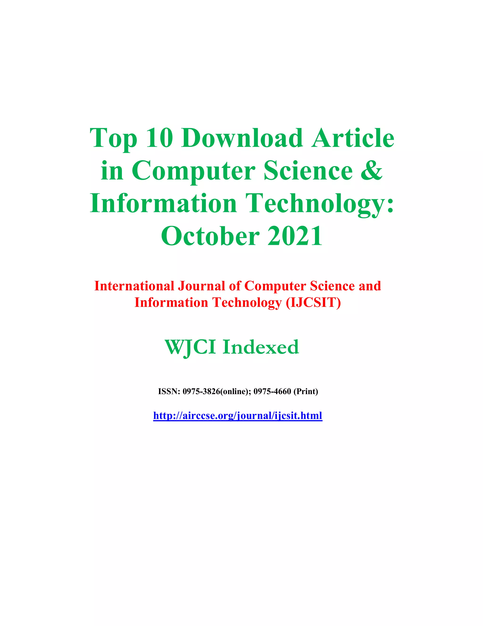 Top 10 Download Article in Computer Science & Information Technology ...