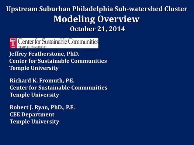 Upstream Suburban Philadelphia Sub-Watershed Cluster Modeling Overview ...