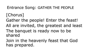 liturgical guide/flow during the ceucharistic celebration | PPTX