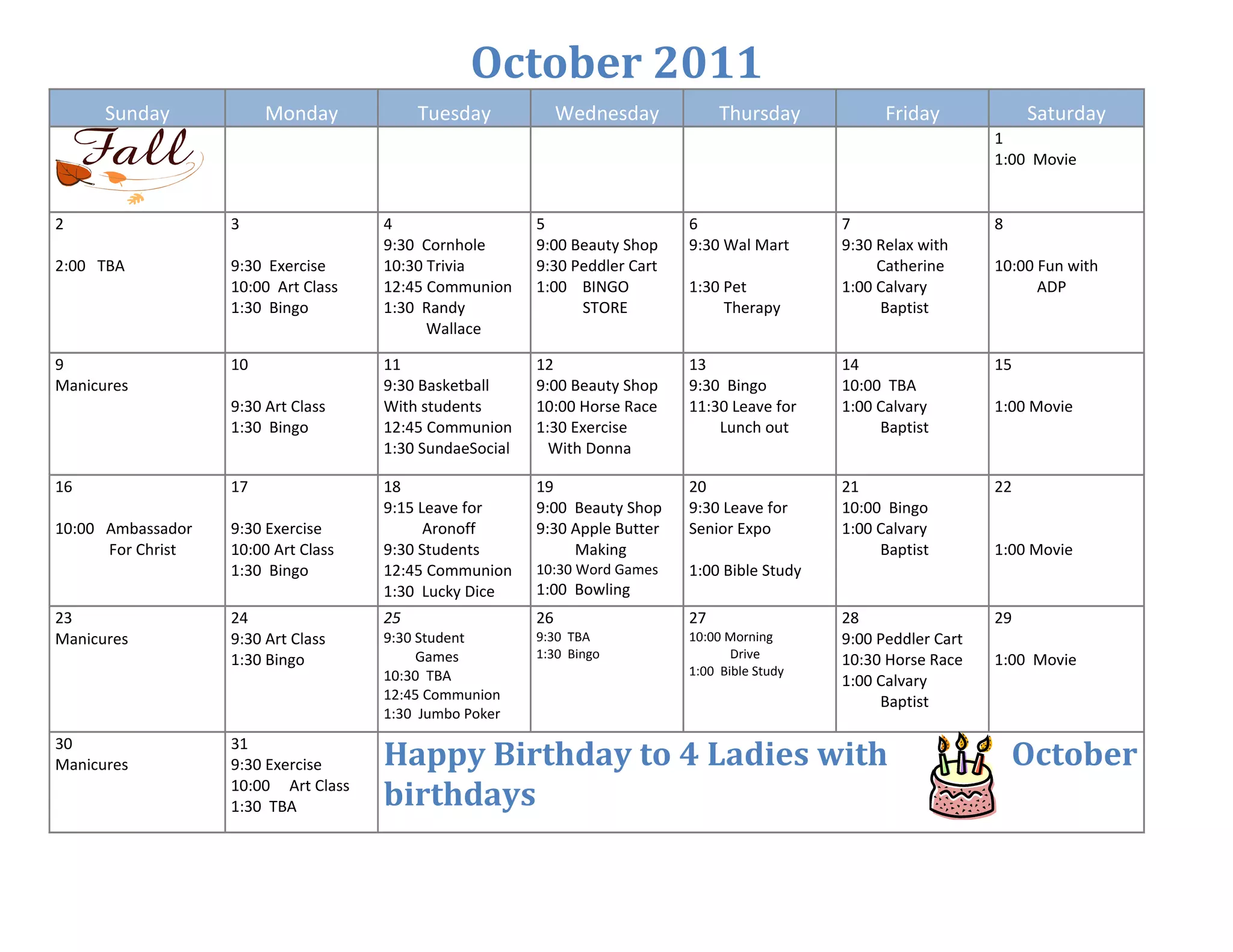 October 2011 calendar | PPT