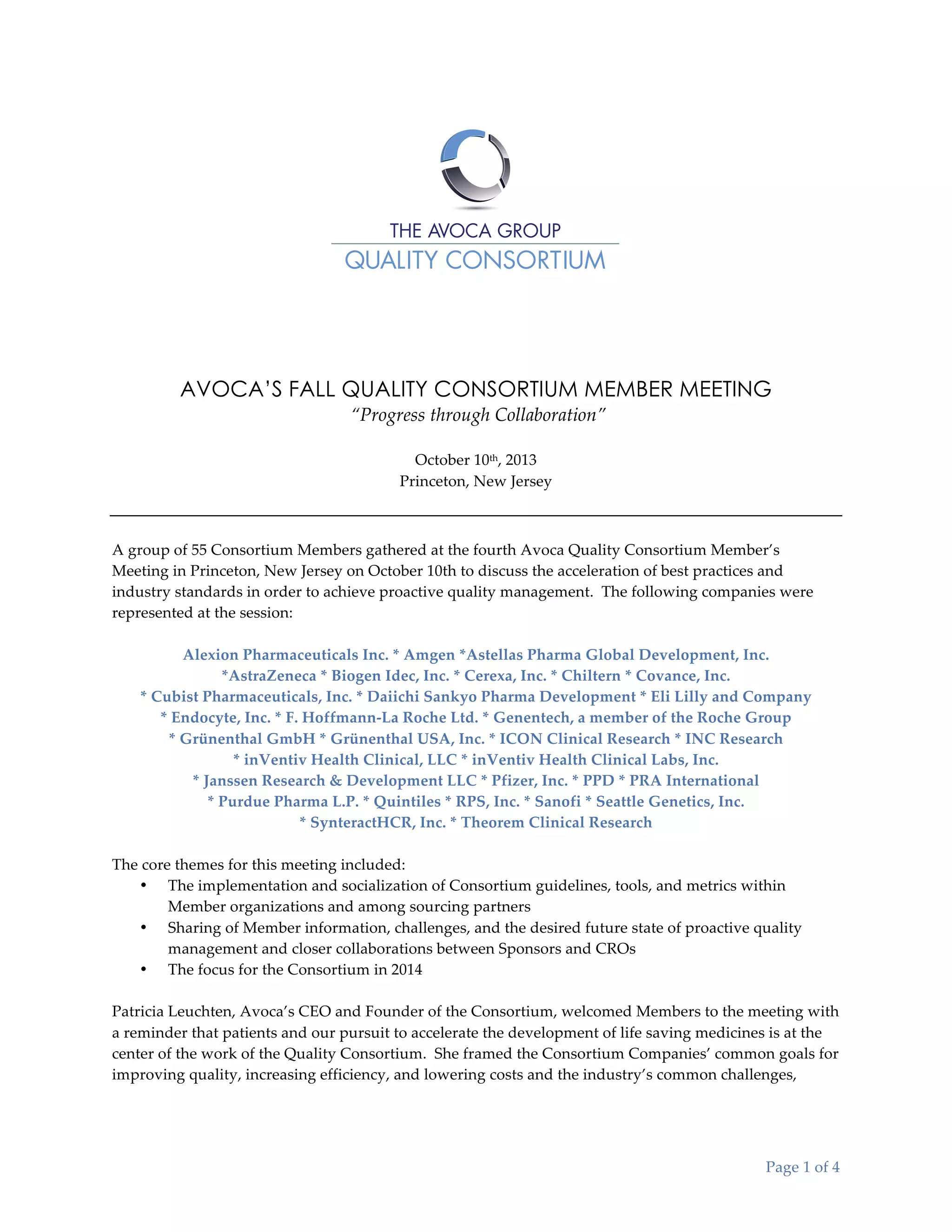 October Consortium Member Meeting Recap | PDF