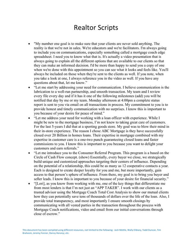 Mortgage Coach Scripts and email templates | PDF