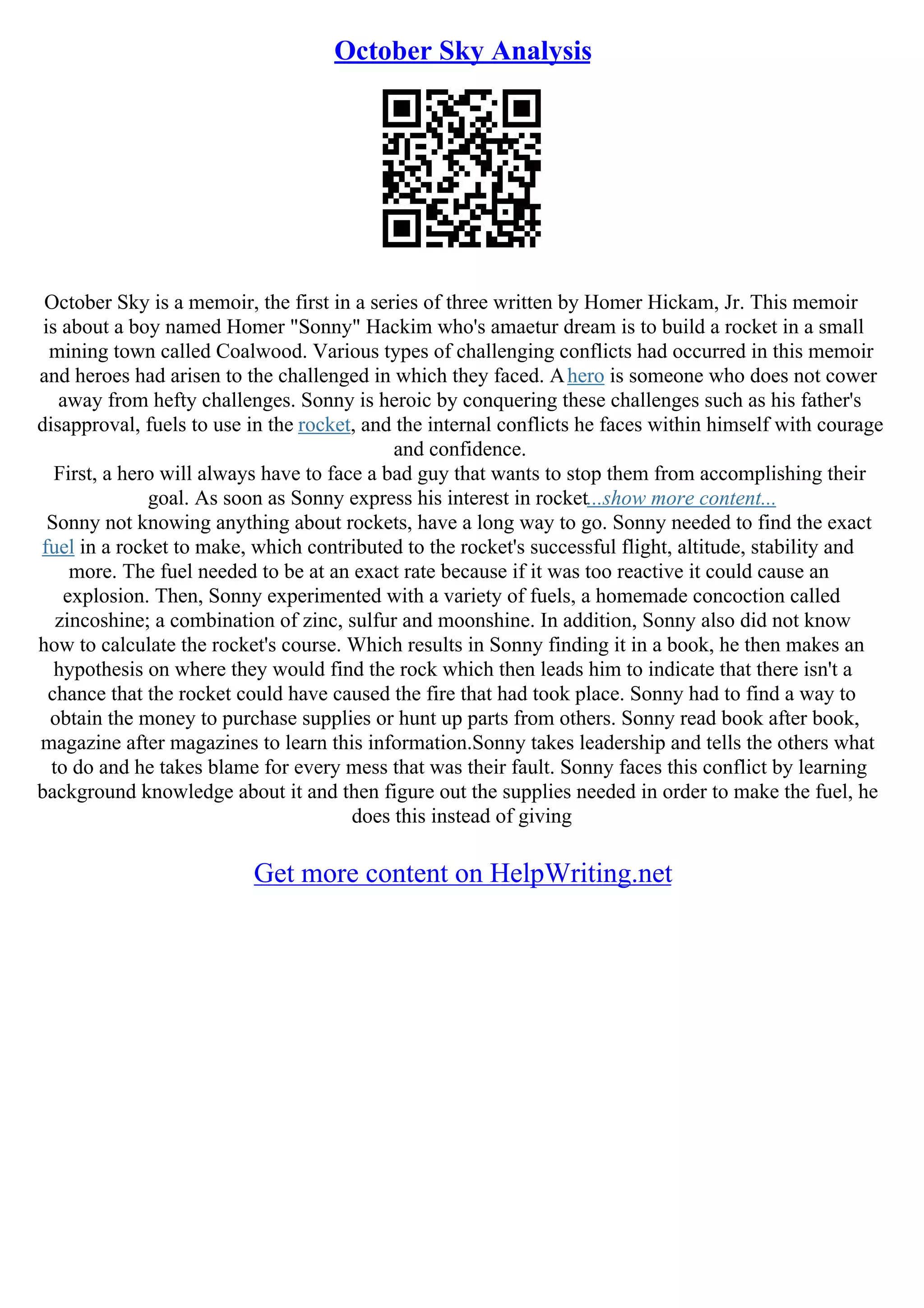 October Sky Essay | PDF