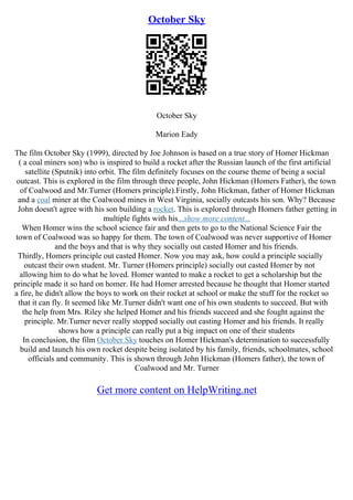 October Sky Essay | PDF
