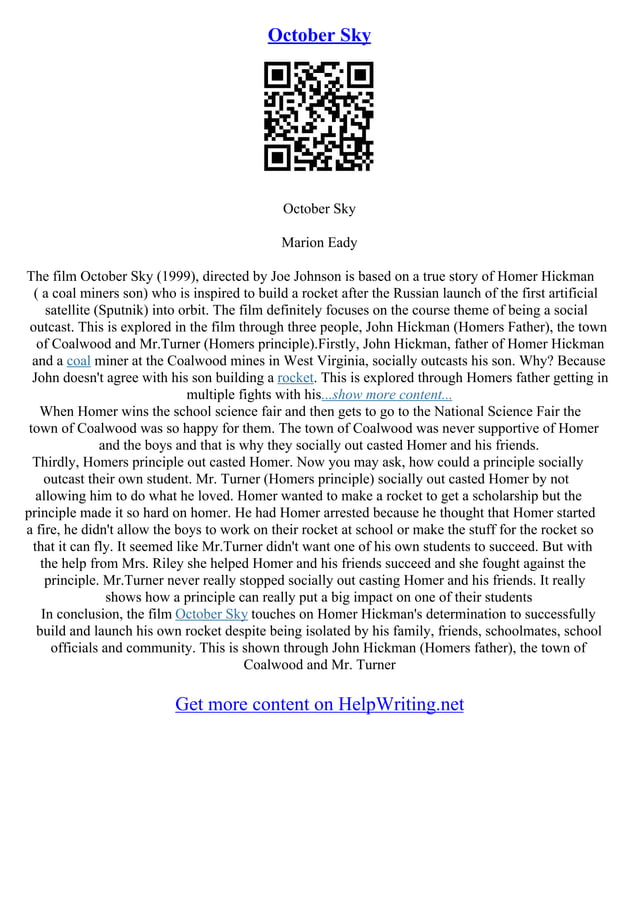 October Sky Essay | PDF