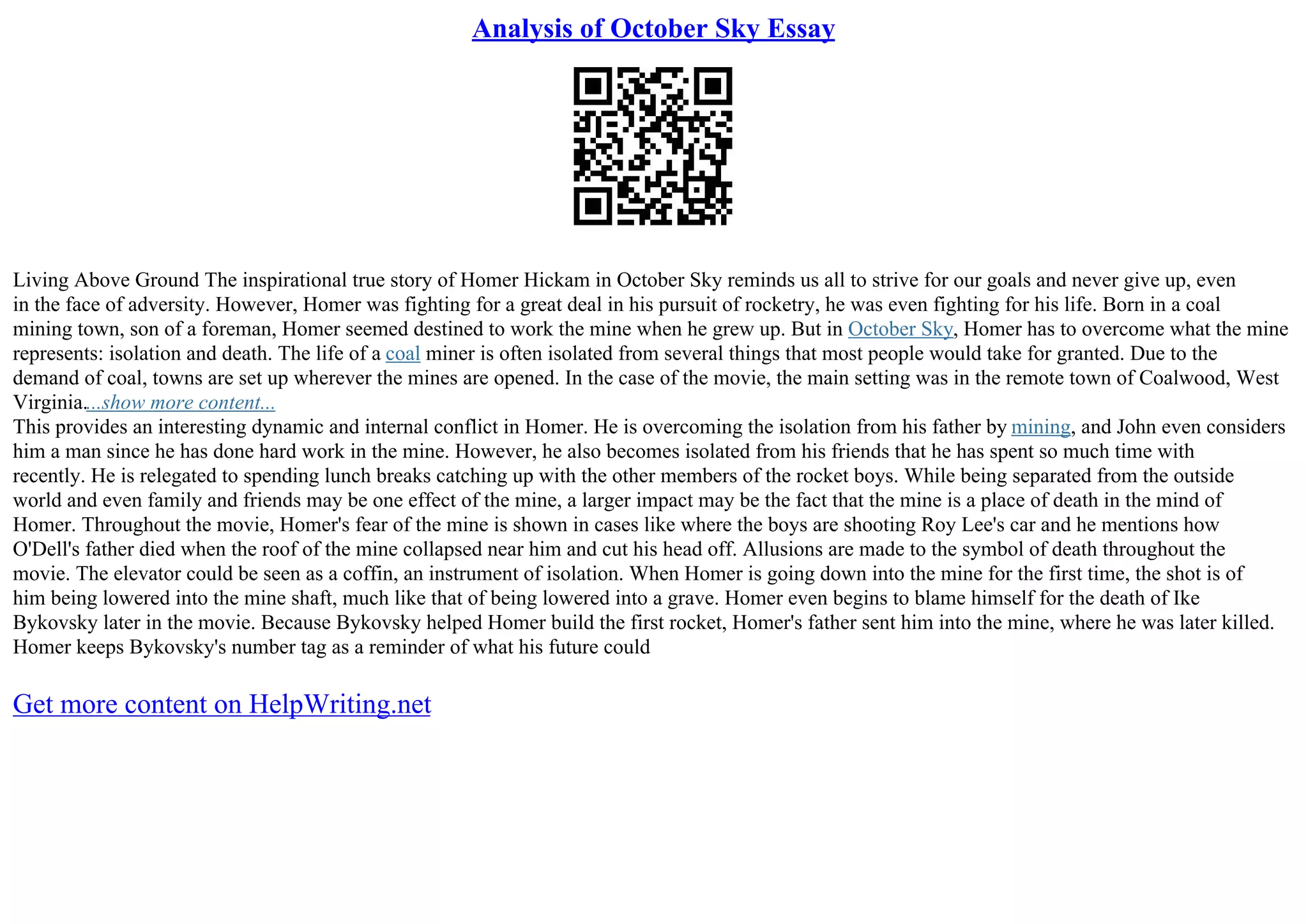 October Sky Essay | PDF