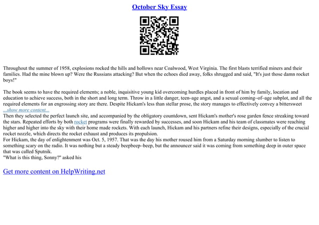 October Sky Essay | PPT