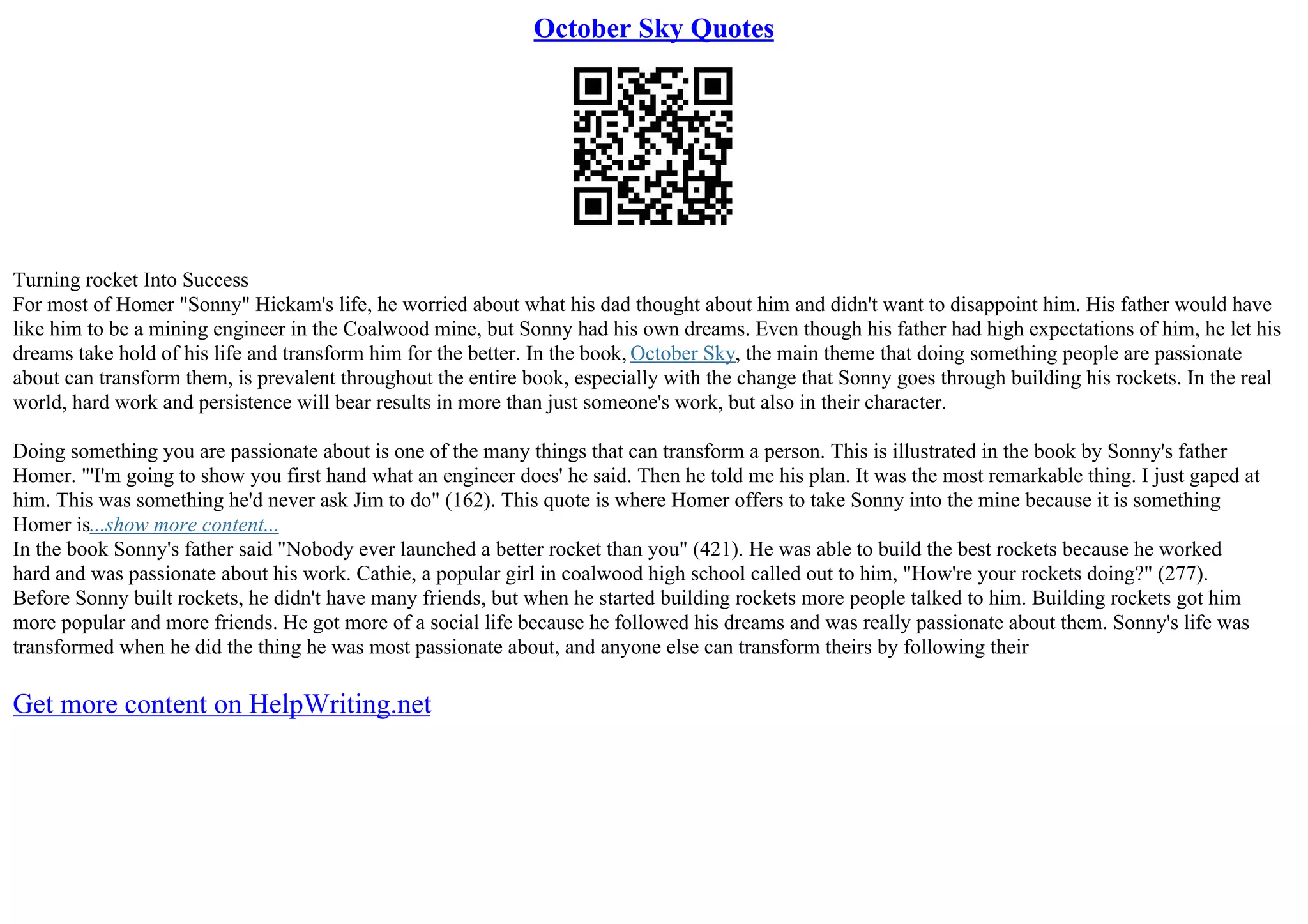 October Sky Quotes | PDF