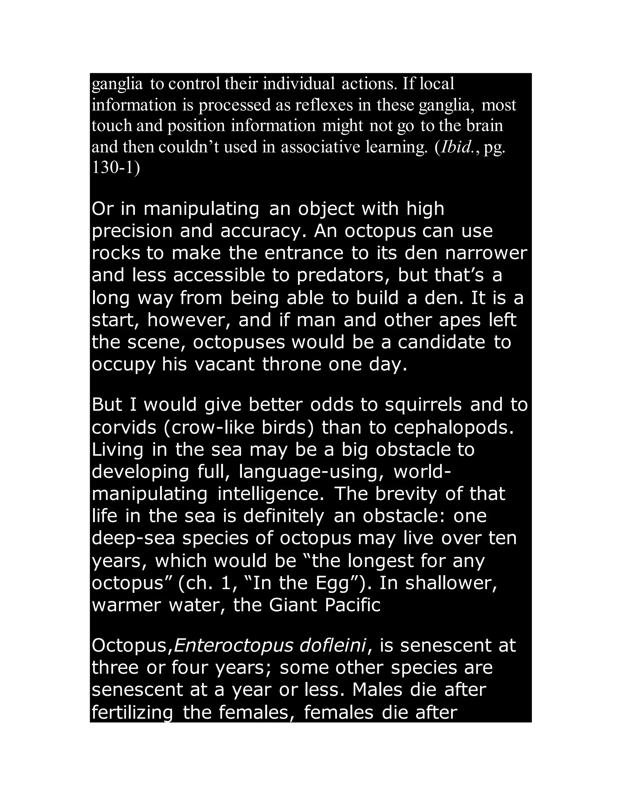 Octopus the ocean’s intelligent invertebrate- a natural history, . | DOCX