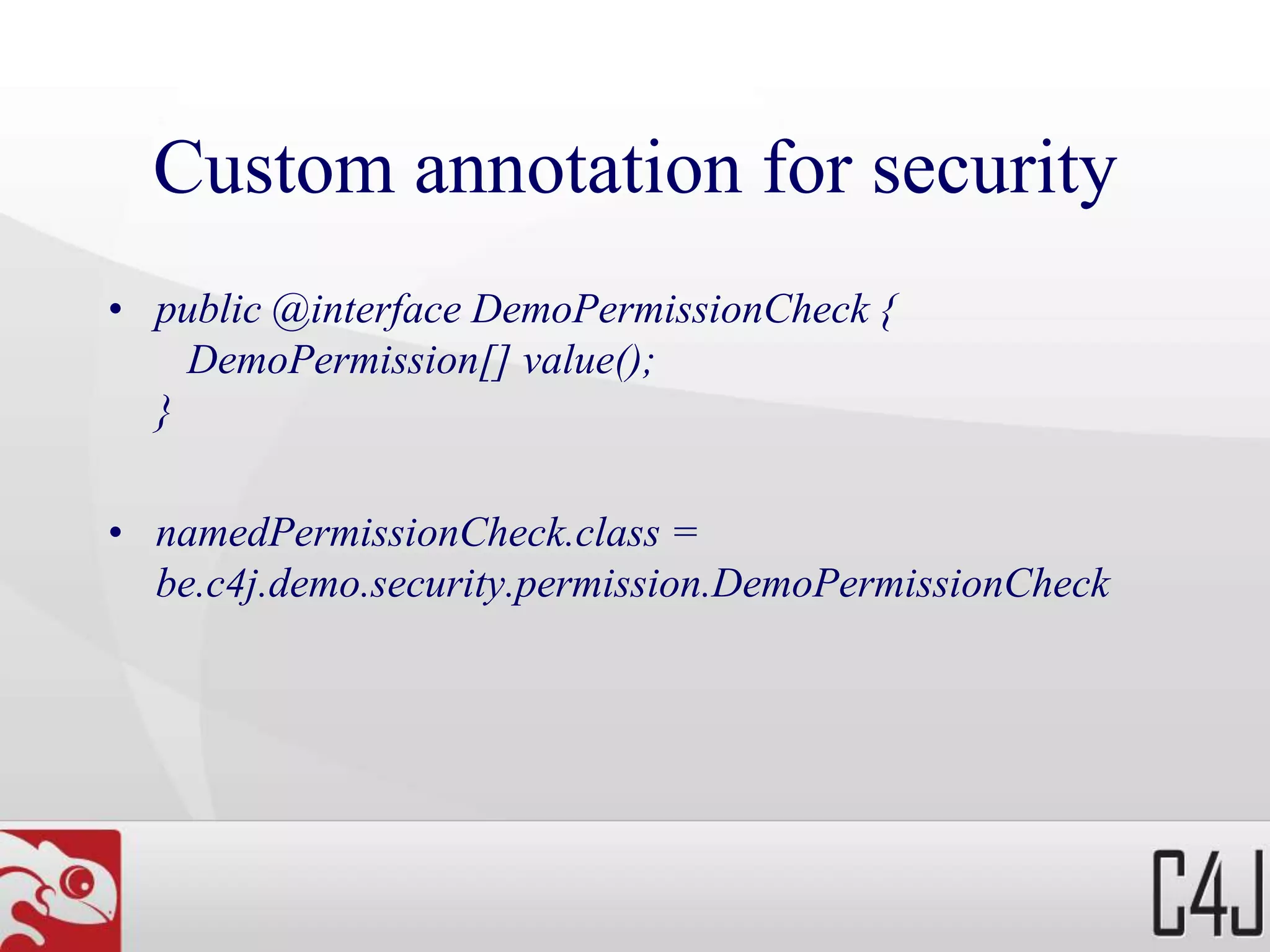 Octopus framework; Permission based security framework for Java EE | PPTX