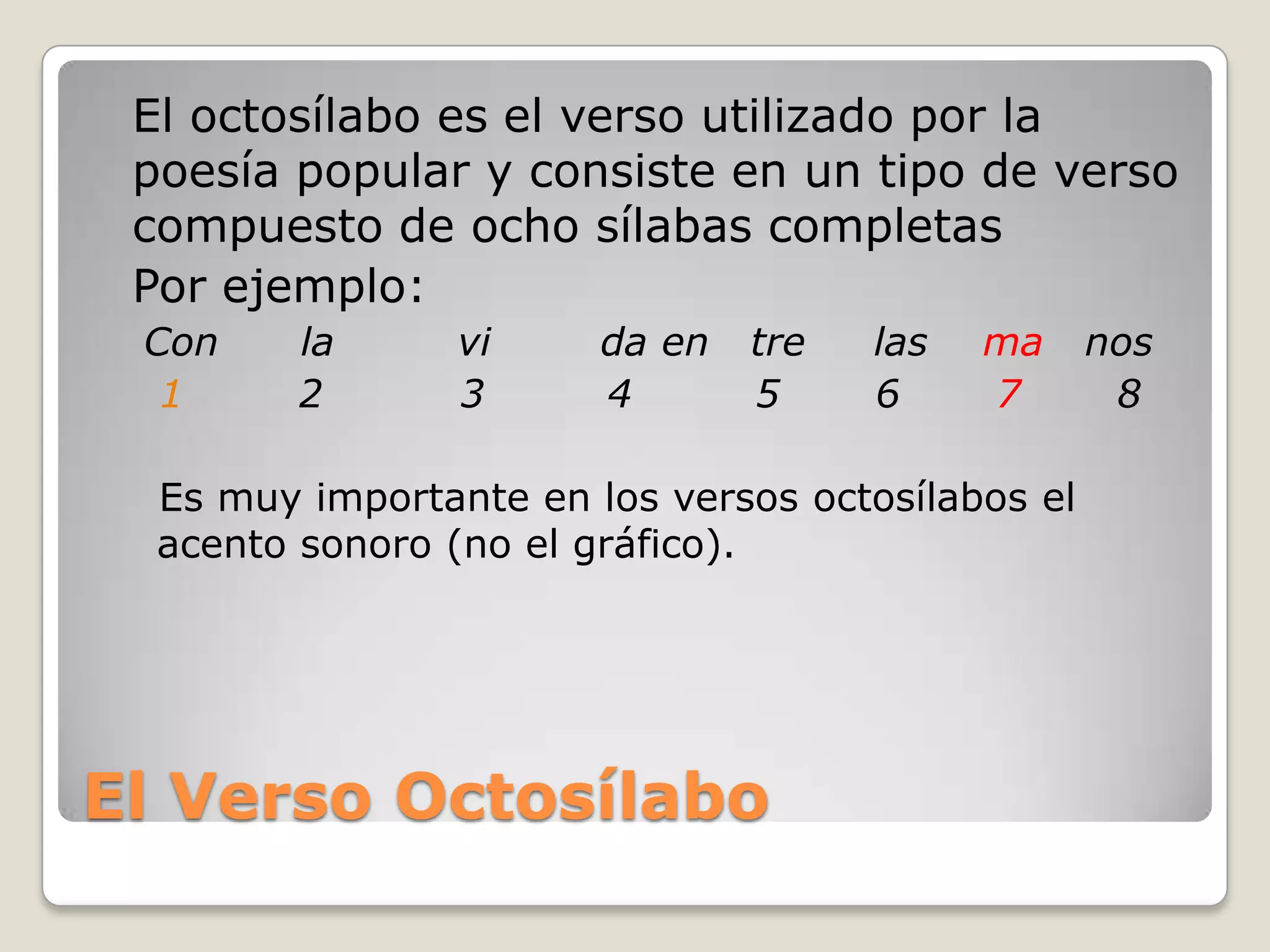 Octosilabo y decima | PPTX | Poetry | Books and Literature