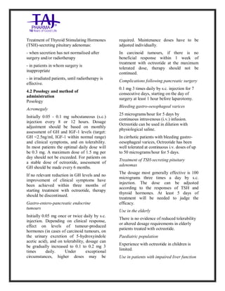 Octreotide Acetate Injection Taj Pharma SmPC | PDF
