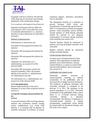 Octreotide Acetate Injection Taj Pharma SmPC | PDF
