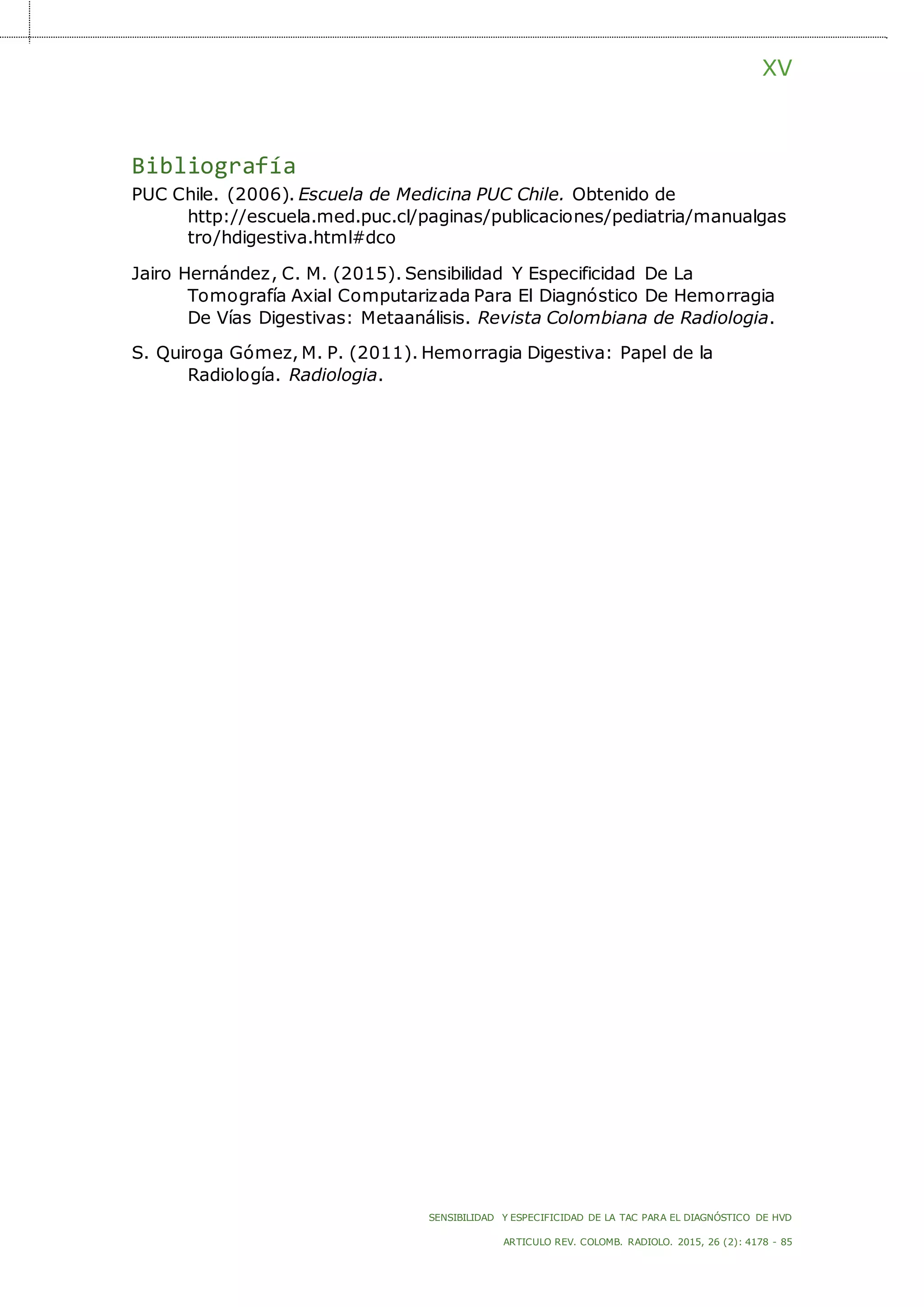 Sensibilidad Y Especificidad De La Tomografía Axial Computarizada Para ...