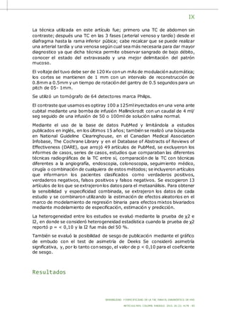 Sensibilidad Y Especificidad De La Tomografía Axial Computarizada Para ...