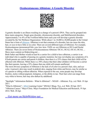 Ocular Albinism | PDF