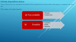 Ocular controlled drug delivery system | PPTX | Eye and Vision ...