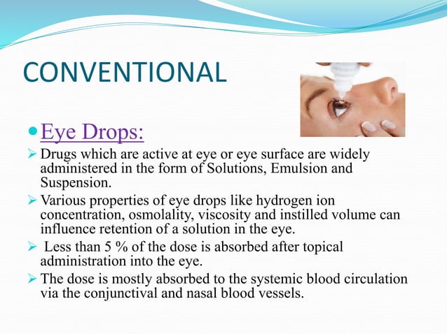 Ocular drug delivery system | PPTX | Eye and Vision Conditions ...