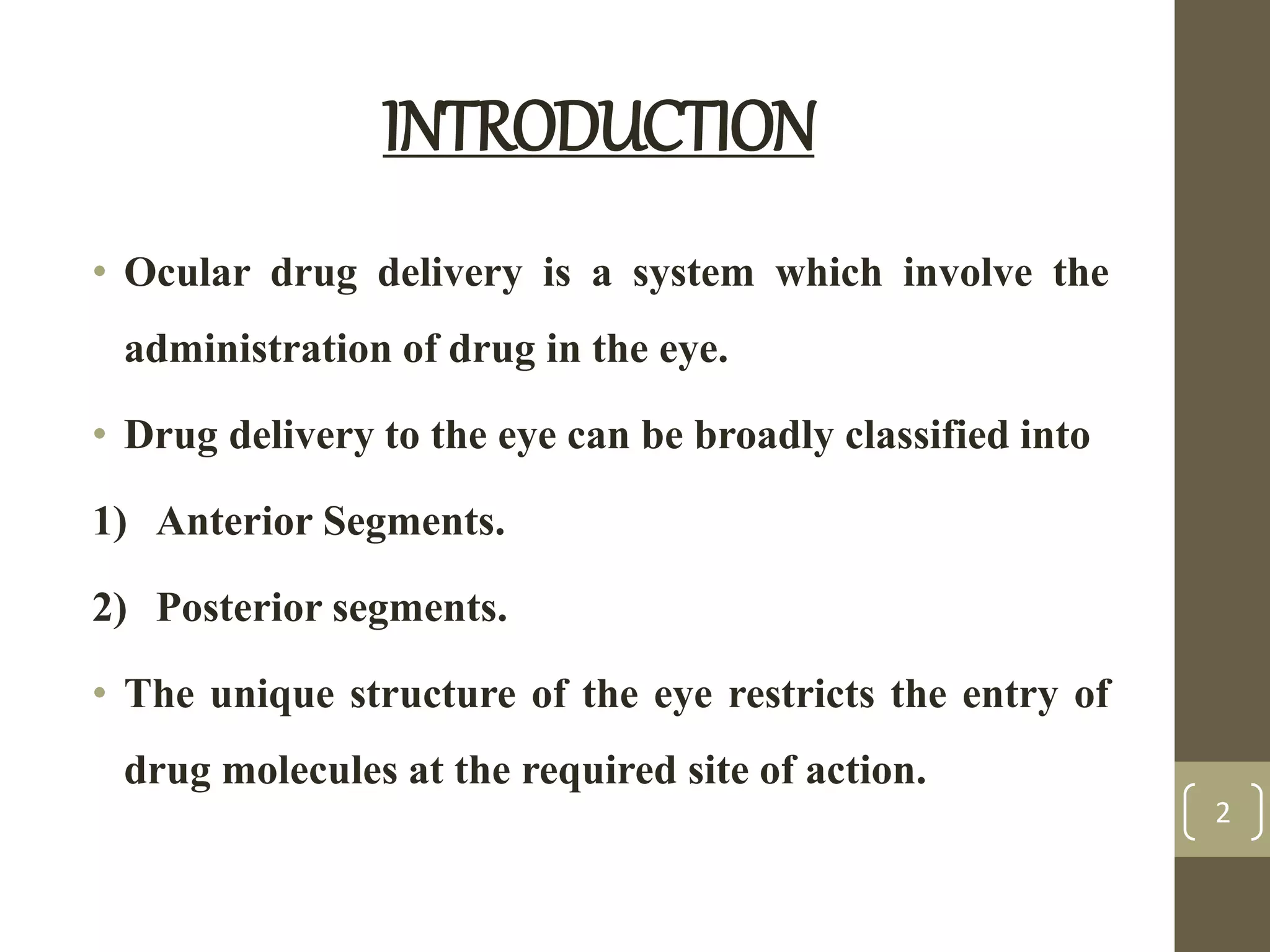 Ocular drug delivery system | PPTX | Eye and Vision Conditions | Diseases and Conditions