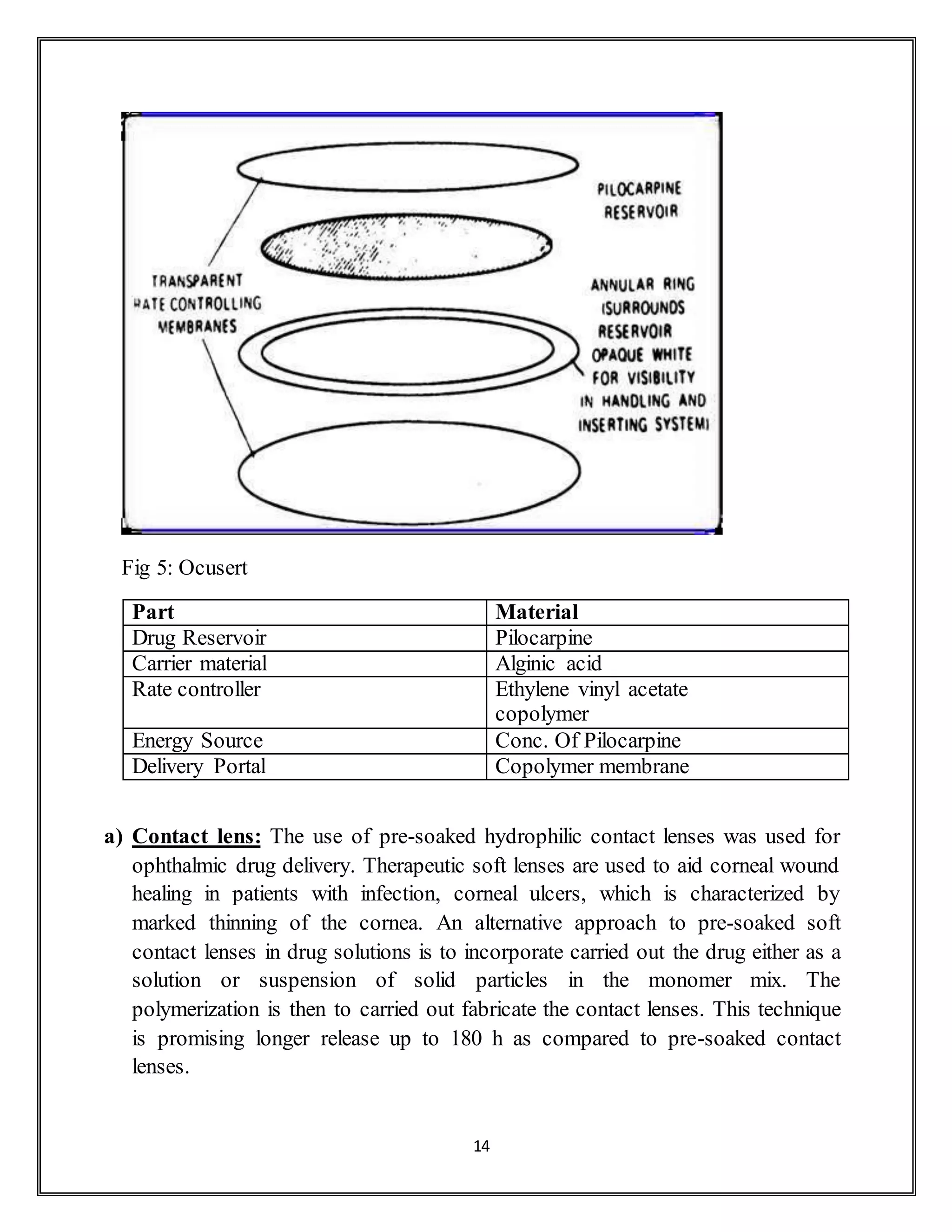 Ocular drug delivery system | DOCX | Eye and Vision Conditions ...