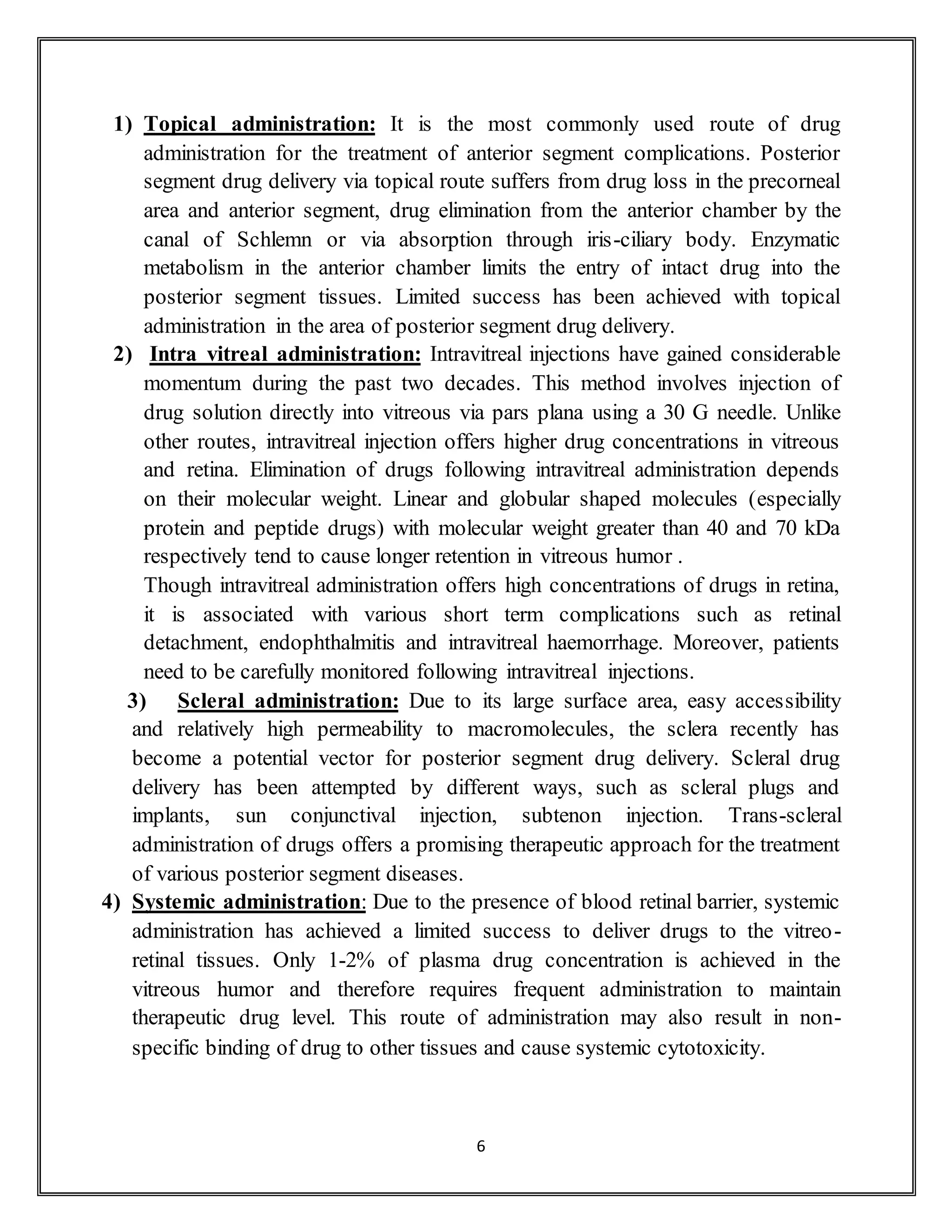 Ocular drug delivery system | DOCX | Eye and Vision Conditions ...