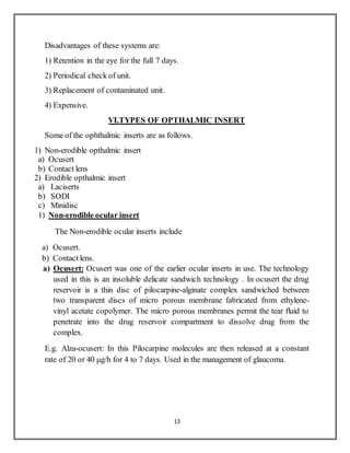 Ocular drug delivery system | DOCX | Eye and Vision Conditions ...