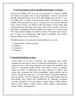 Ocular drug delivery system | DOCX | Eye and Vision Conditions ...