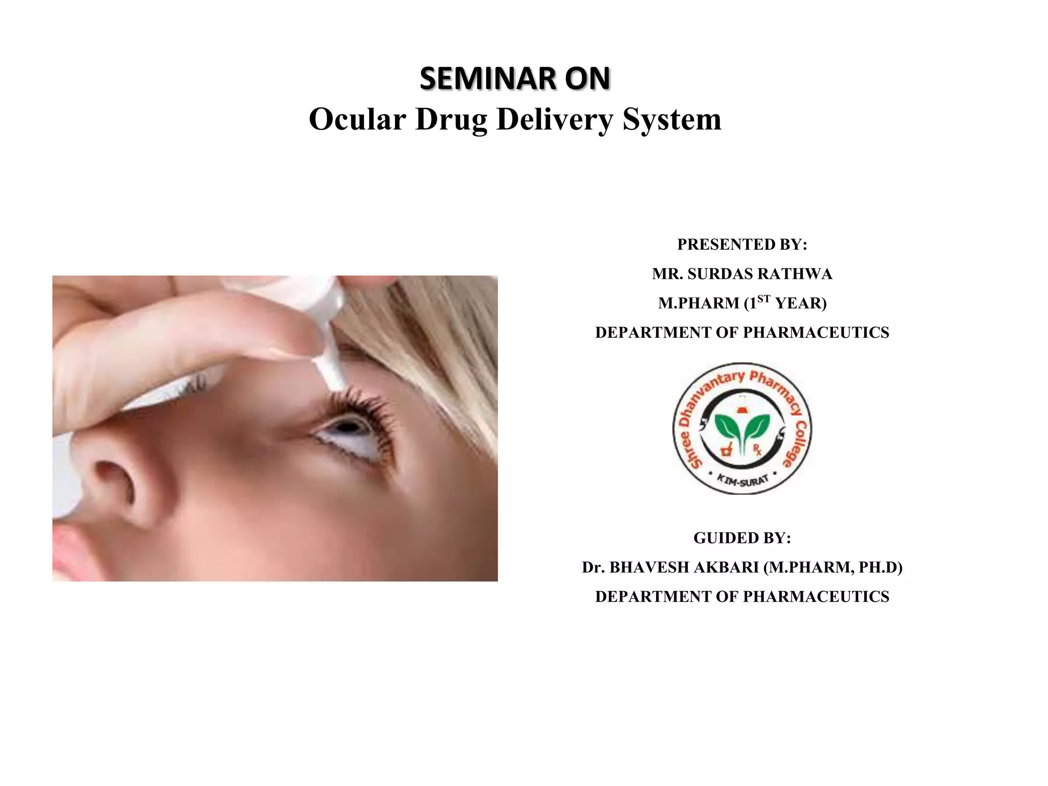 Ocular drug delivery system | PPTX