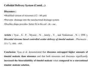 Ocular drug delivery system ppt | PPTX