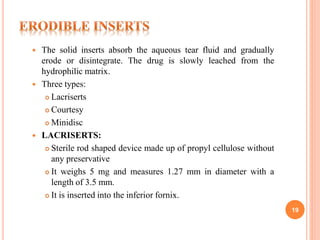 ocular drug delivery systems in drug delivery systems | PPT