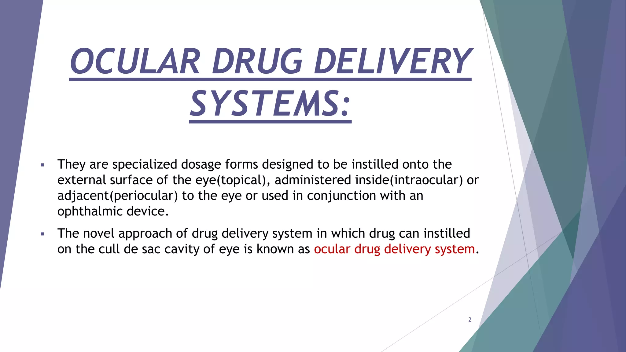 Approaches to overcome the barriers of Ocular drug delivery systems | PPT