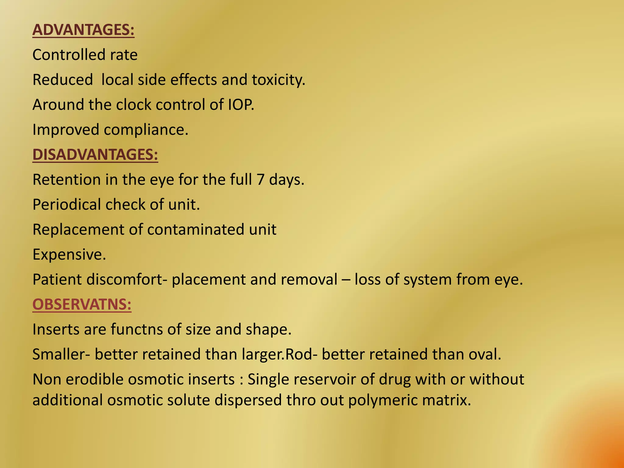 Ocular inserts | PPTX