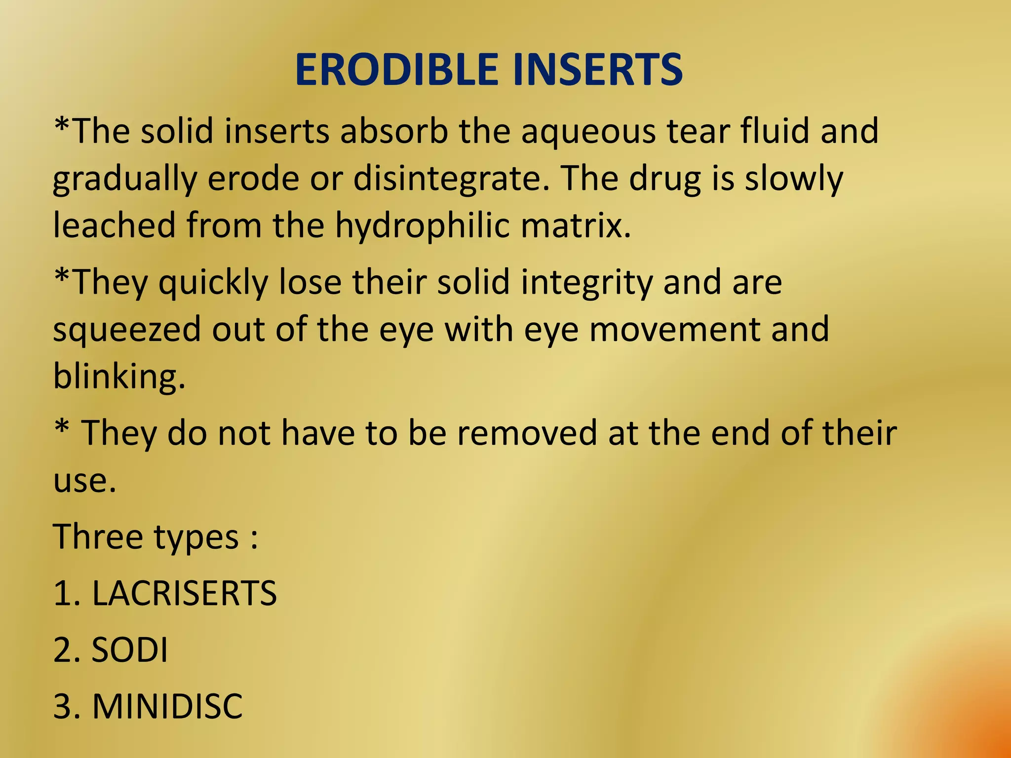 Ocular inserts | PPTX
