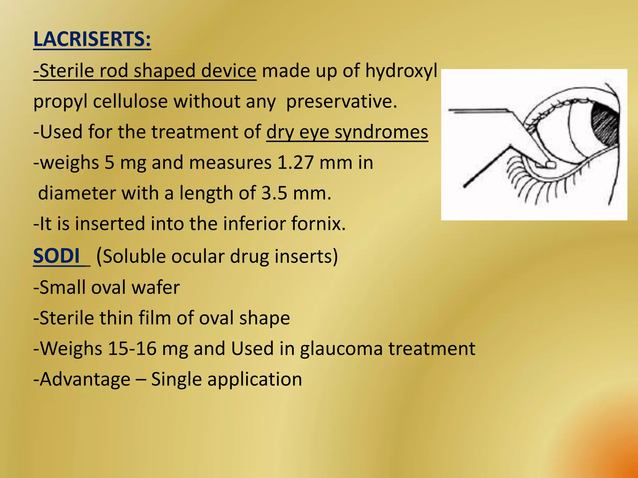Ocular inserts | PPTX