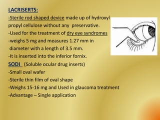 Ocular inserts | PPTX